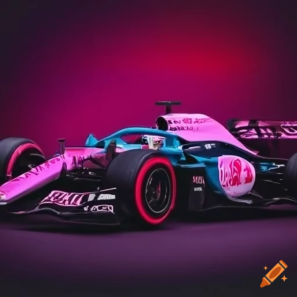 Alpine f1 car but pink purple and light red on Craiyon