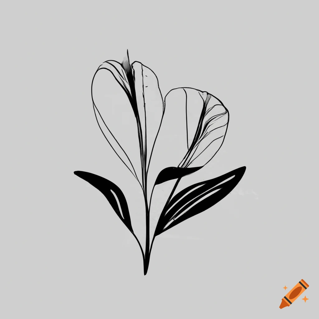 Hand drawn creative wildflower design, side profile, simple ...