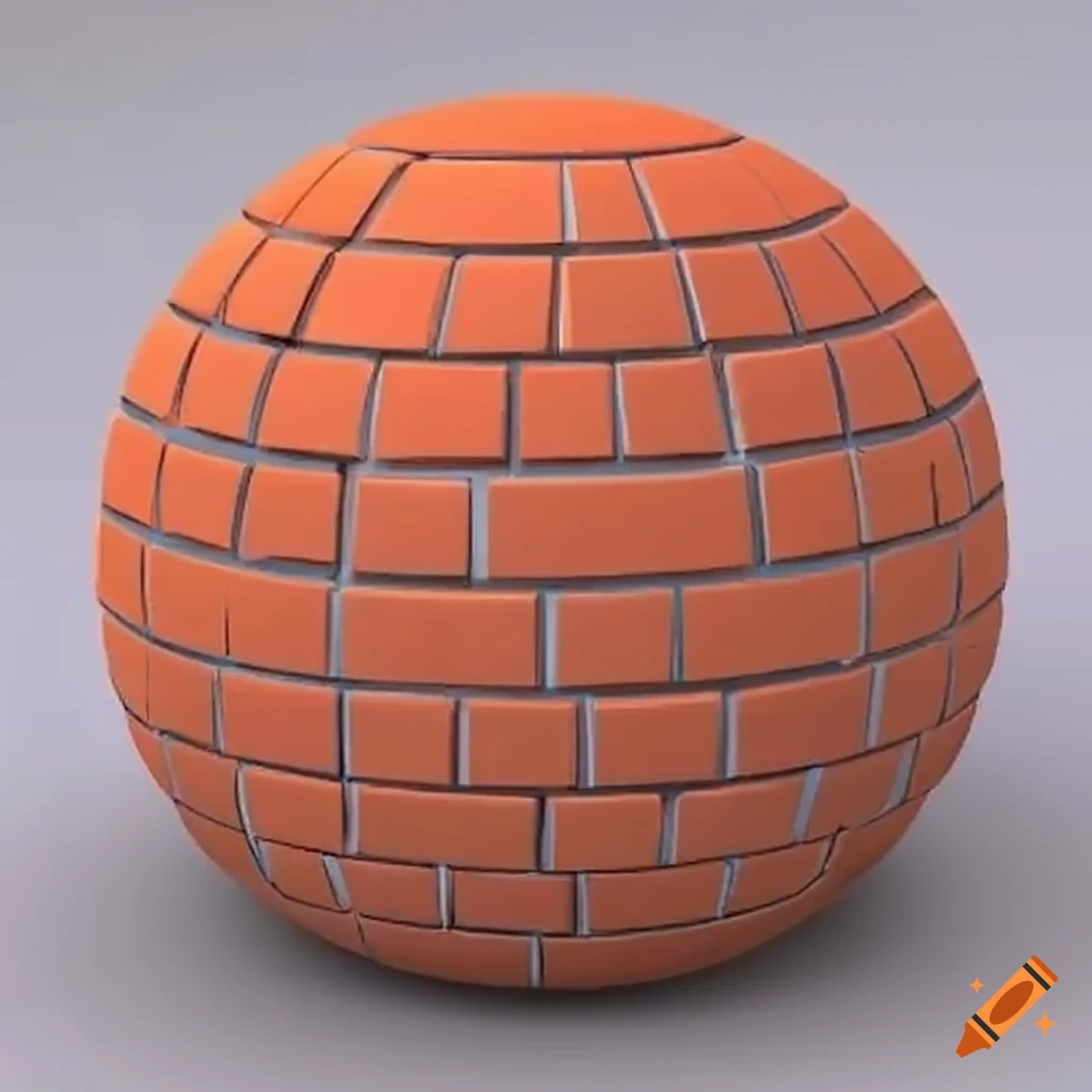 3D cartoon sphere made of bricks on Craiyon