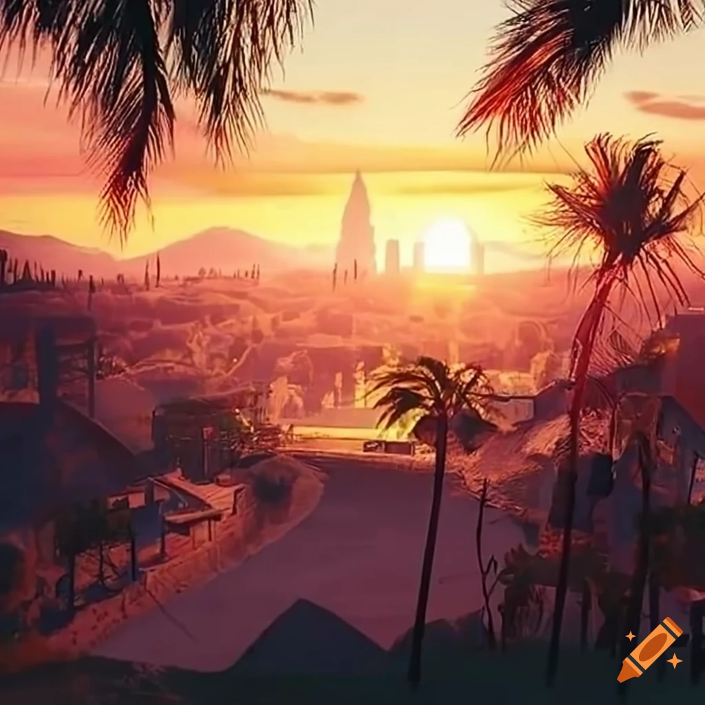 Sunset view one village