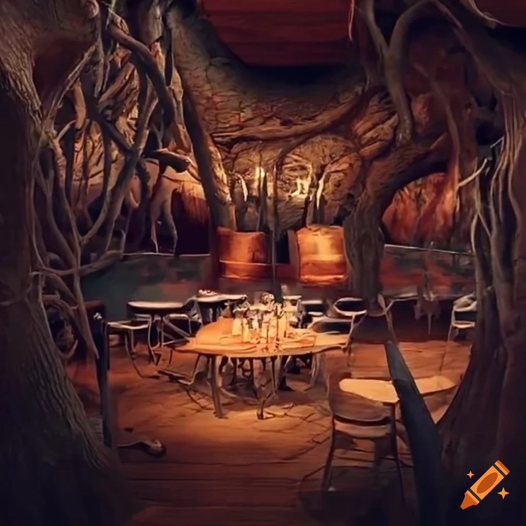 Restaurant in a tree on Craiyon