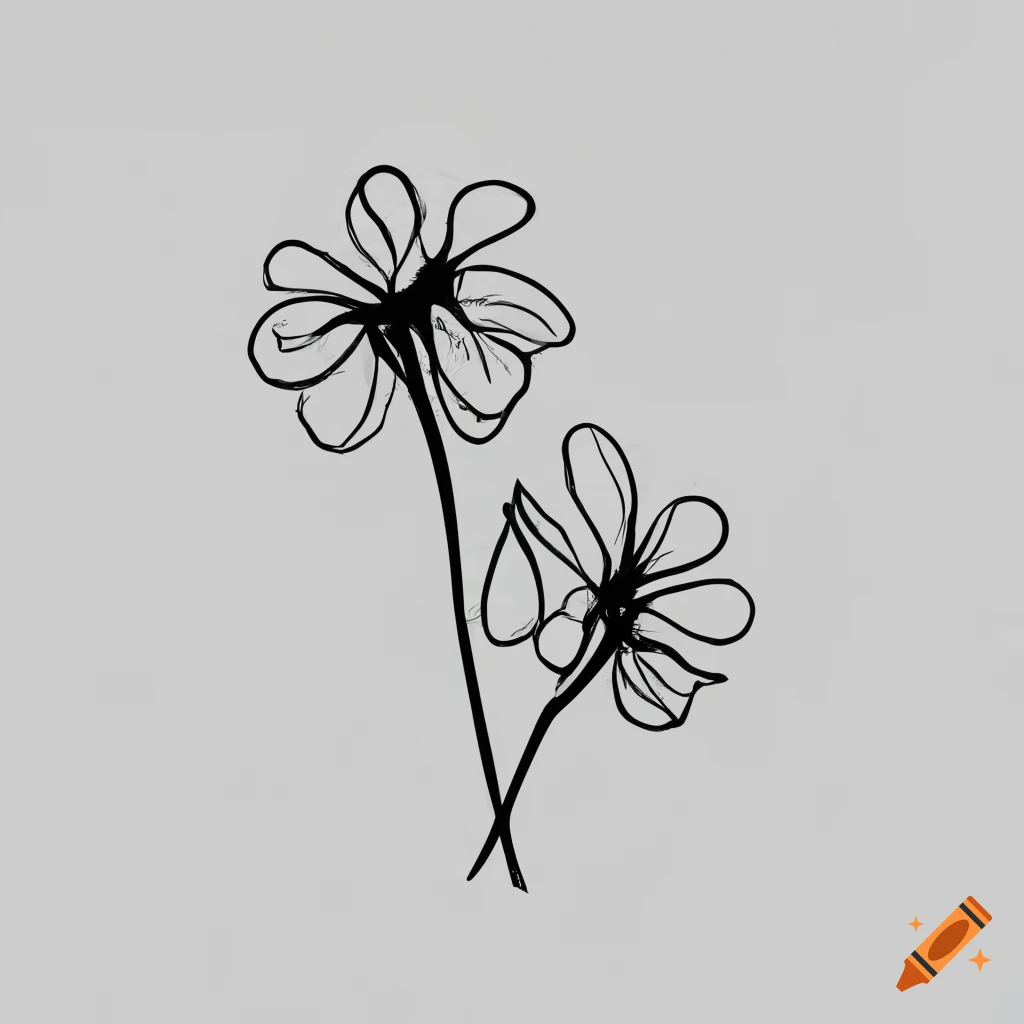 Abstract hand drawn creative wildflower design, side profile, simple ...