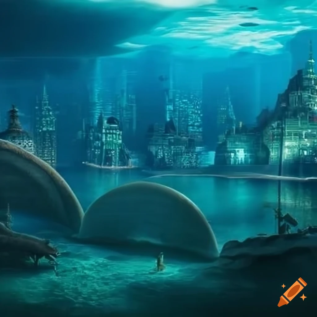 Fantasy underwater city with curve architecture on Craiyon