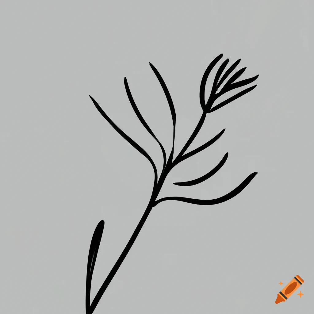 Abstract hand drawn creative wildflower design, side profile, simple ...