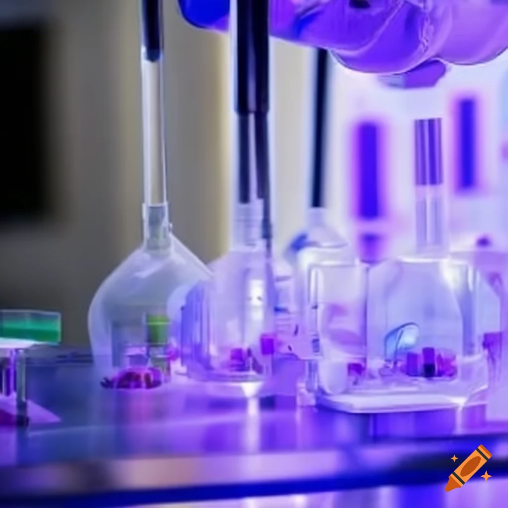 Scientific biofactory laboratory with 3d bioprinter cells and organs