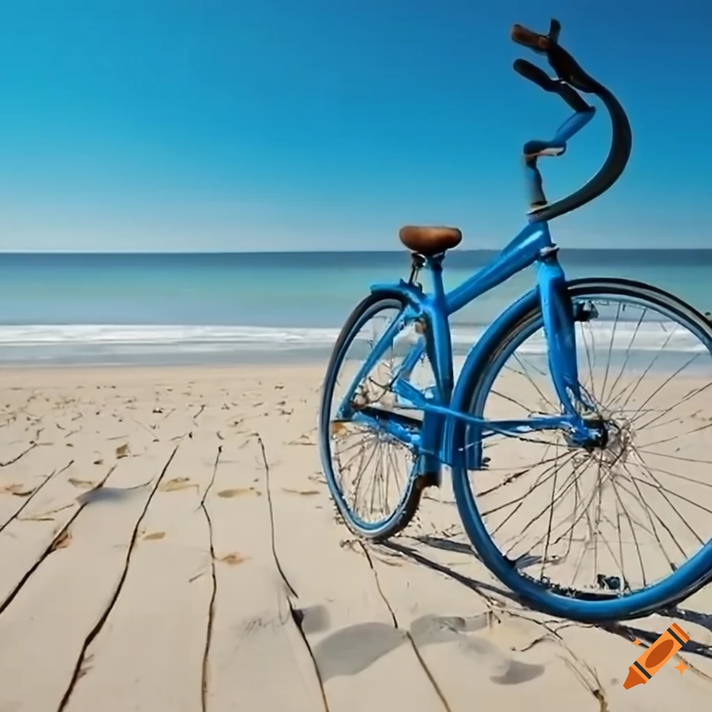 Blue bicycle on the beach on Craiyon