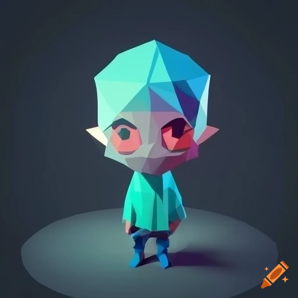 Simple character in stylized low poly art for a video game level on Craiyon