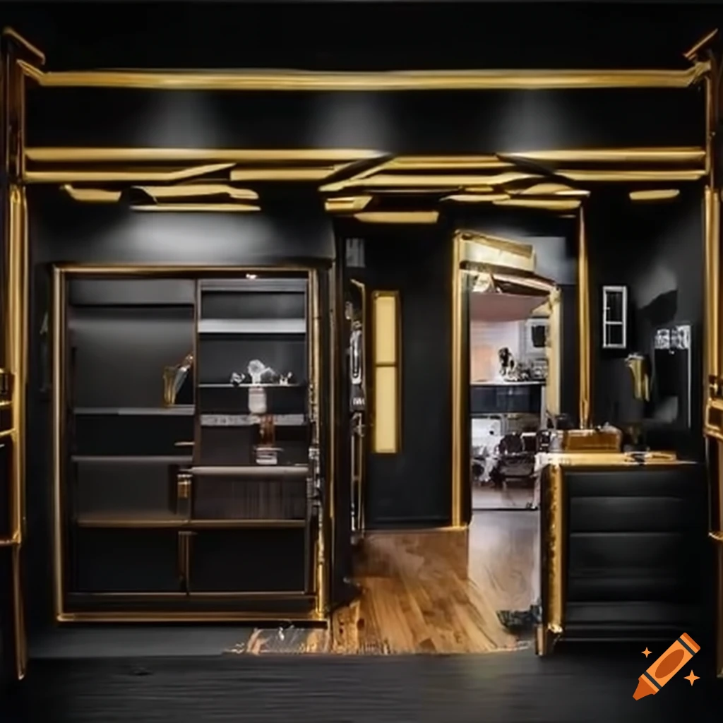 Xtreme changes barber shop in bold gold and black design on Craiyon
