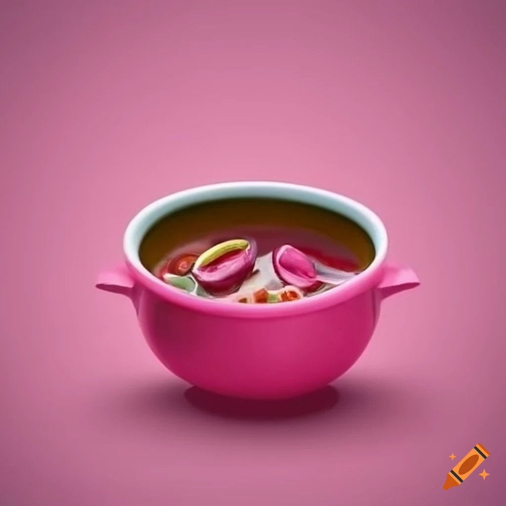 Tiny soup big pink background