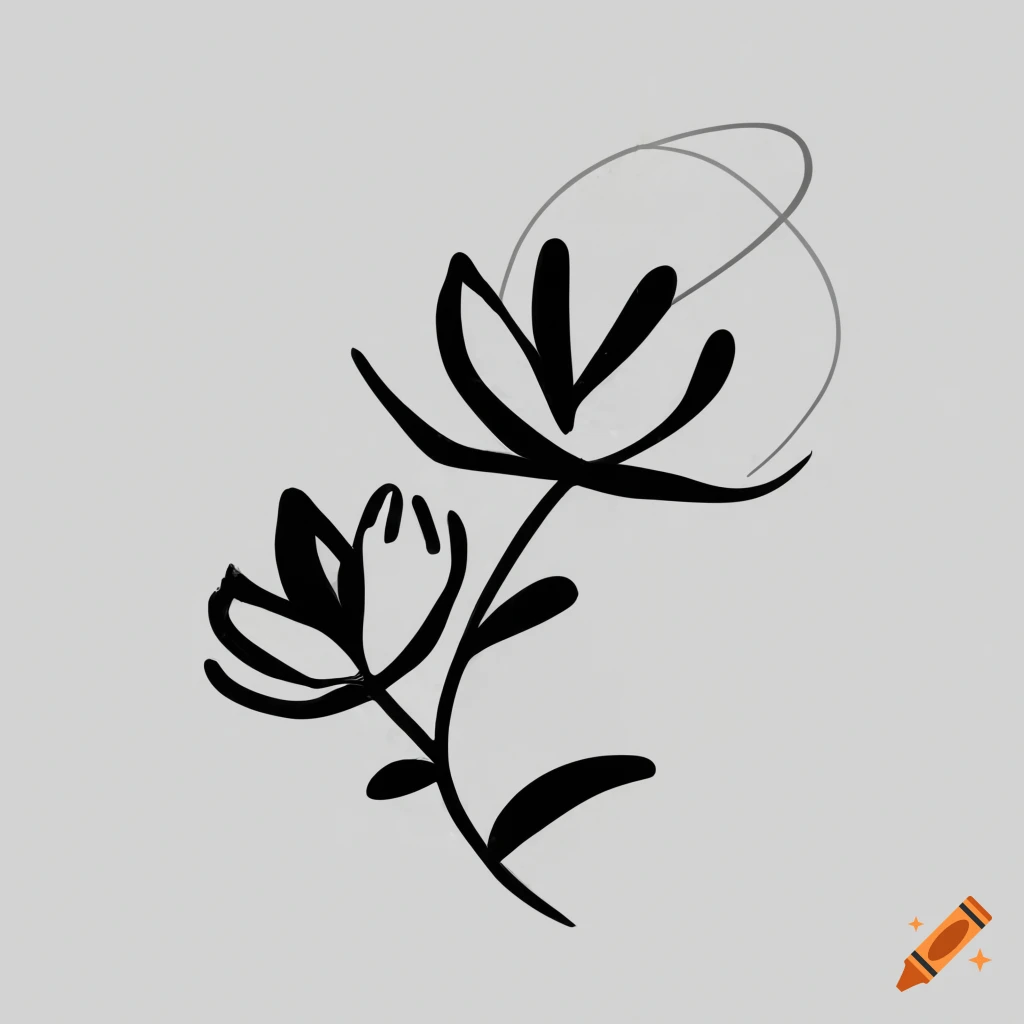 Abstract hand drawn creative wildflower design, side profile, simple ...