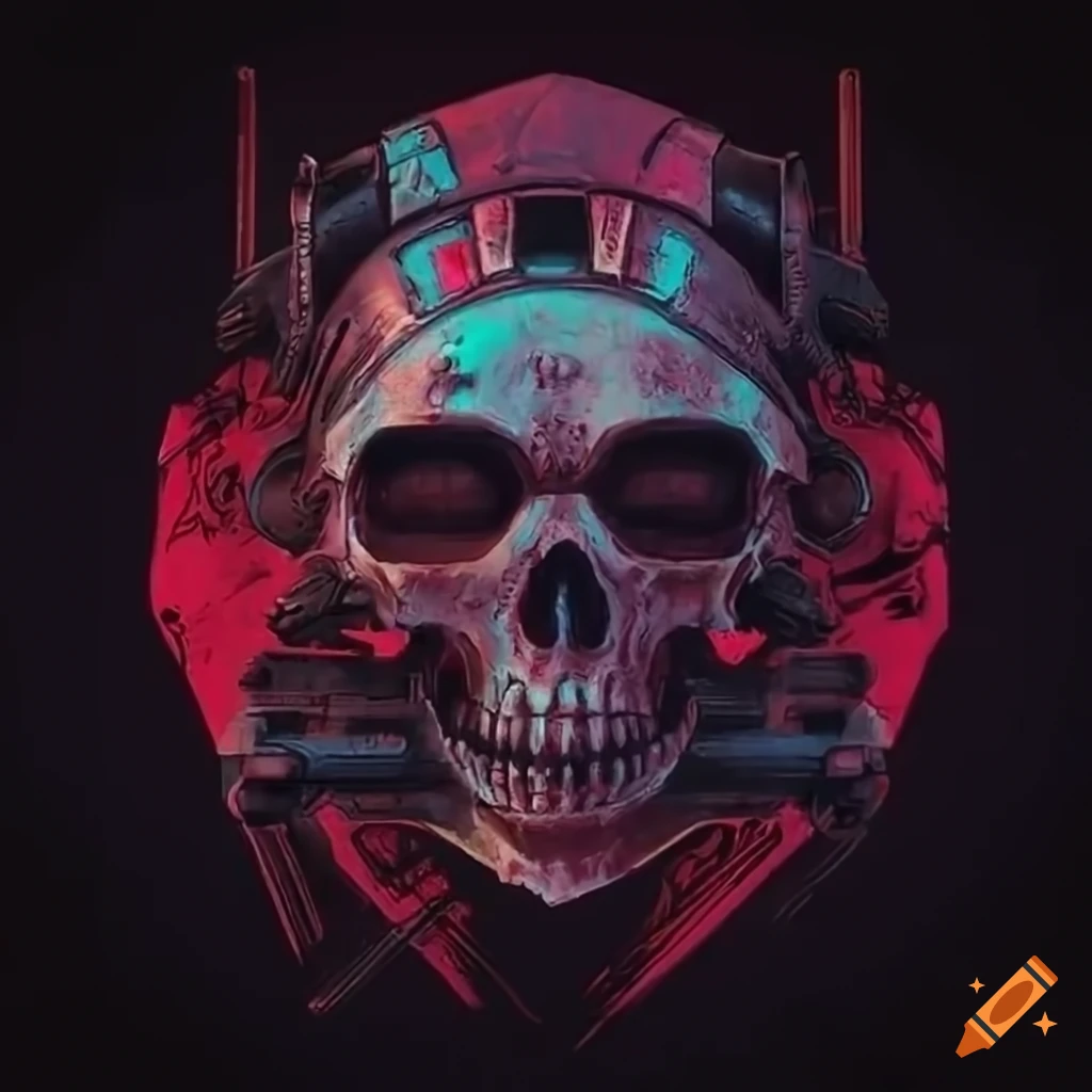 Adeptus mechanicus skull. synthwave art style on Craiyon