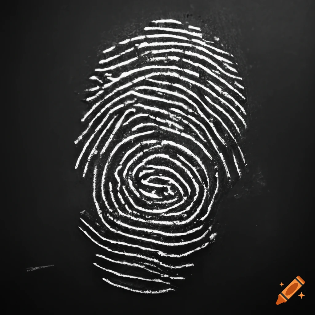 Close-up of a fingerprint on a blackboard, high detailed, monochromatic ...