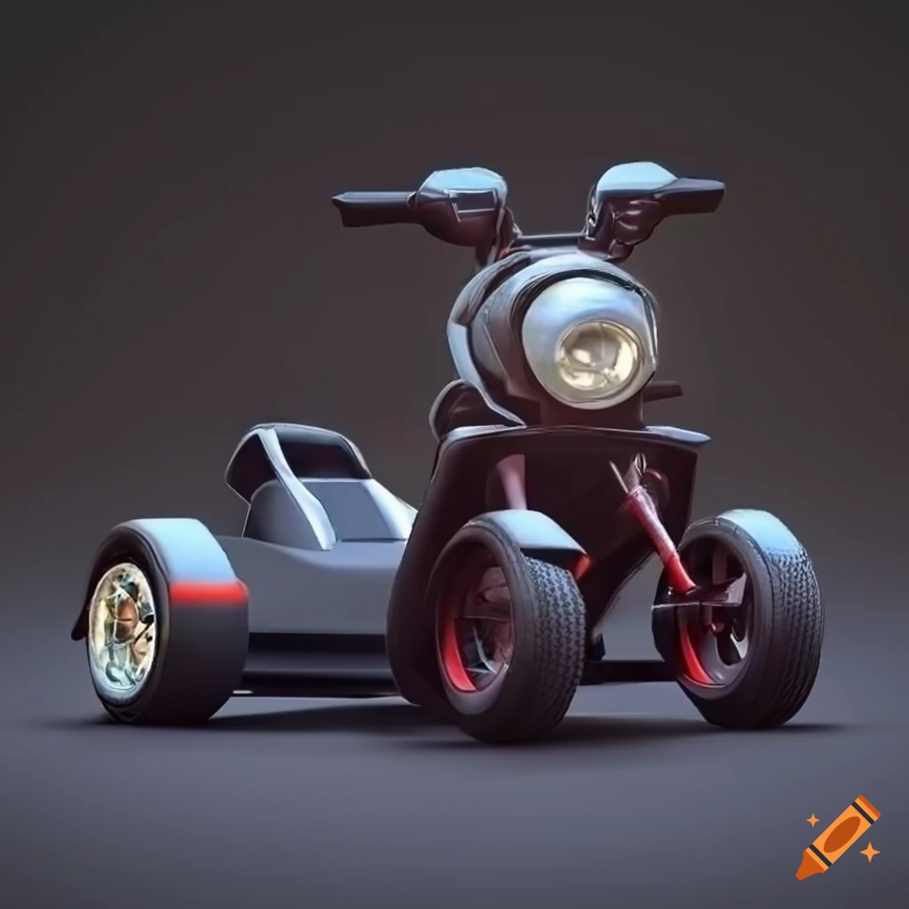 A mini reverse-trike kart with bigger rear wheel, sleek rugged design ...