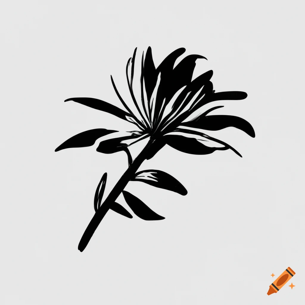 Hand drawn creative wildflower design, side profile, simple ...
