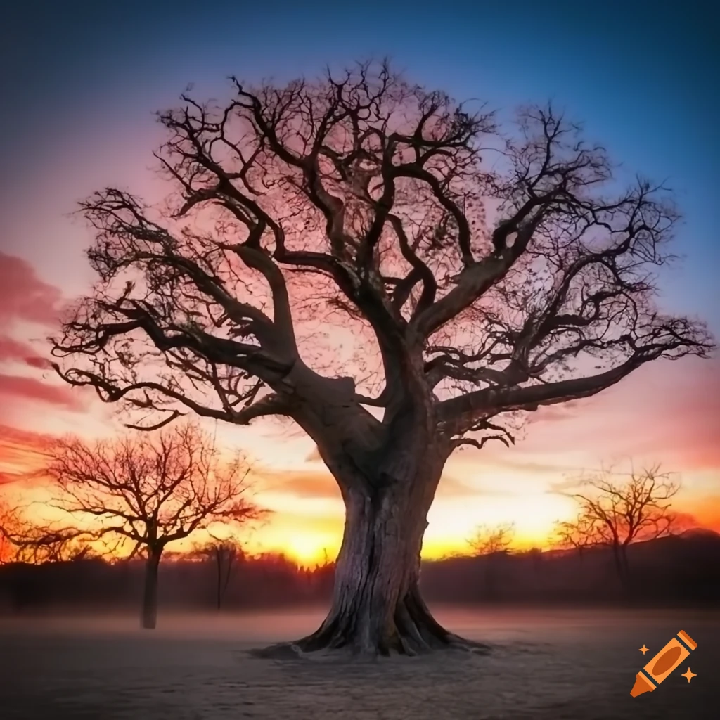 Cork tree at sunset