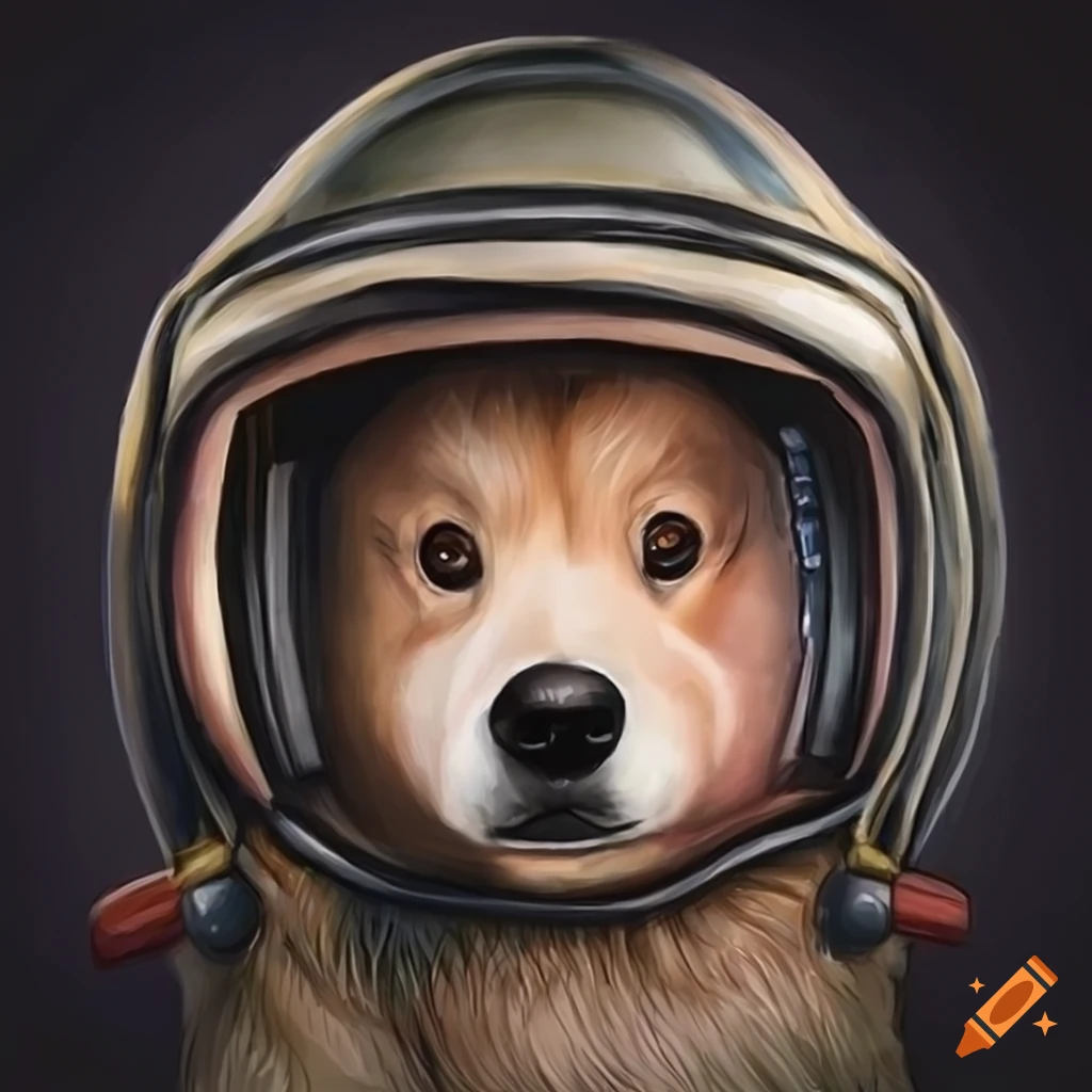 Hyper realistic drawing of a cute samoyed puppy wearing an astronaut ...