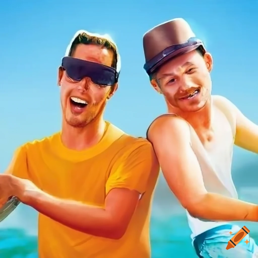Two men, summer, fun, sun