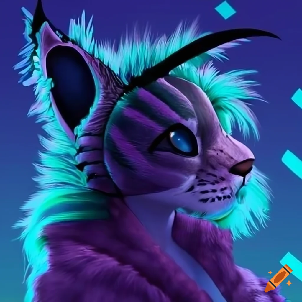 Create a profile picture of Byte, the Techno-lynx fursona. Visualize me ...