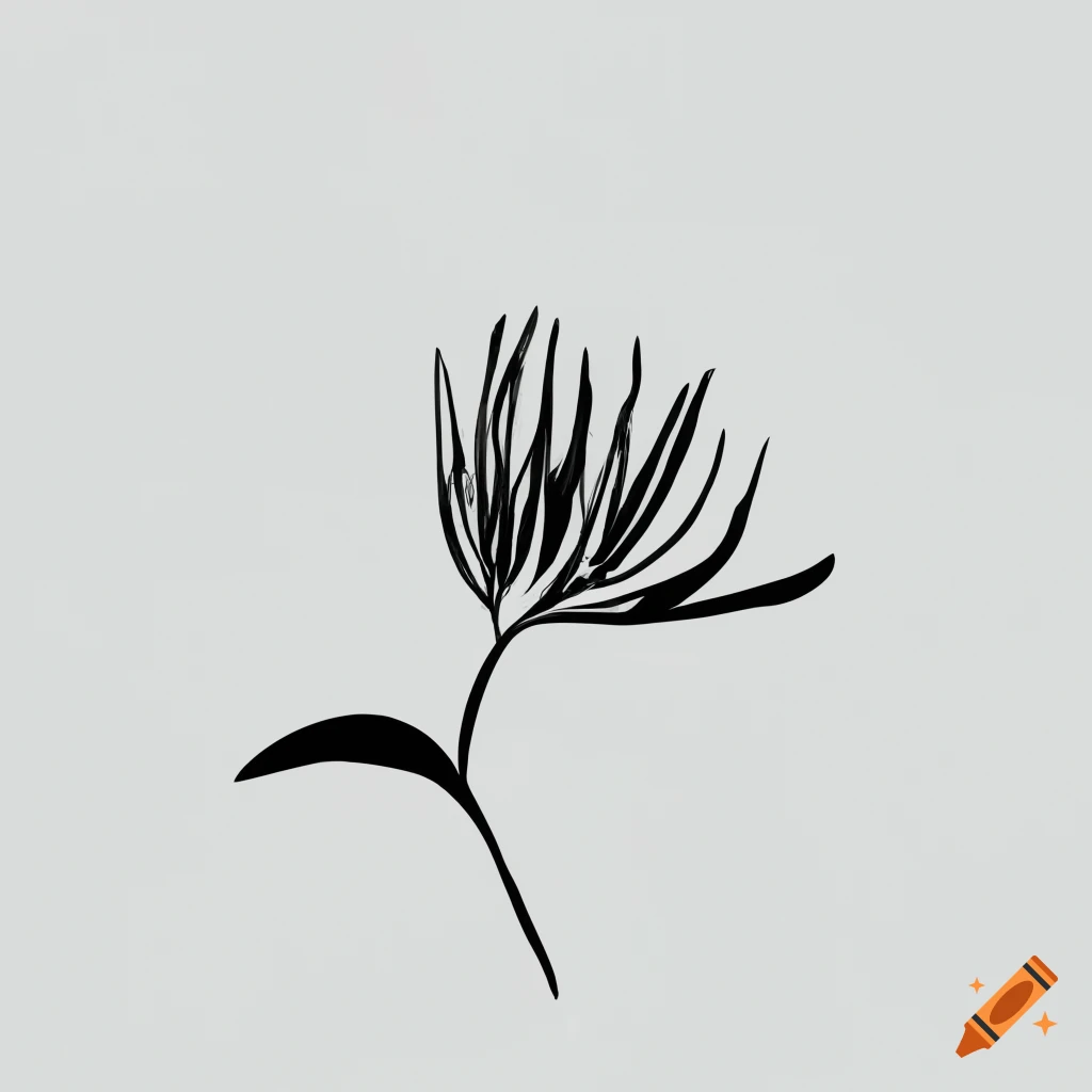 Hand drawn creative wildflower design, side profile, simple ...
