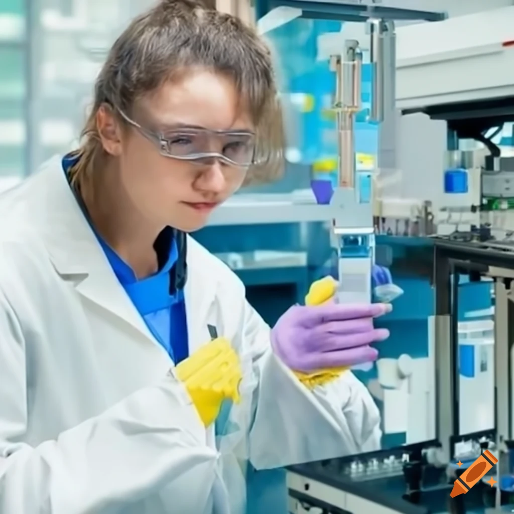 A modern bio-lab with high-tech machines and scientists