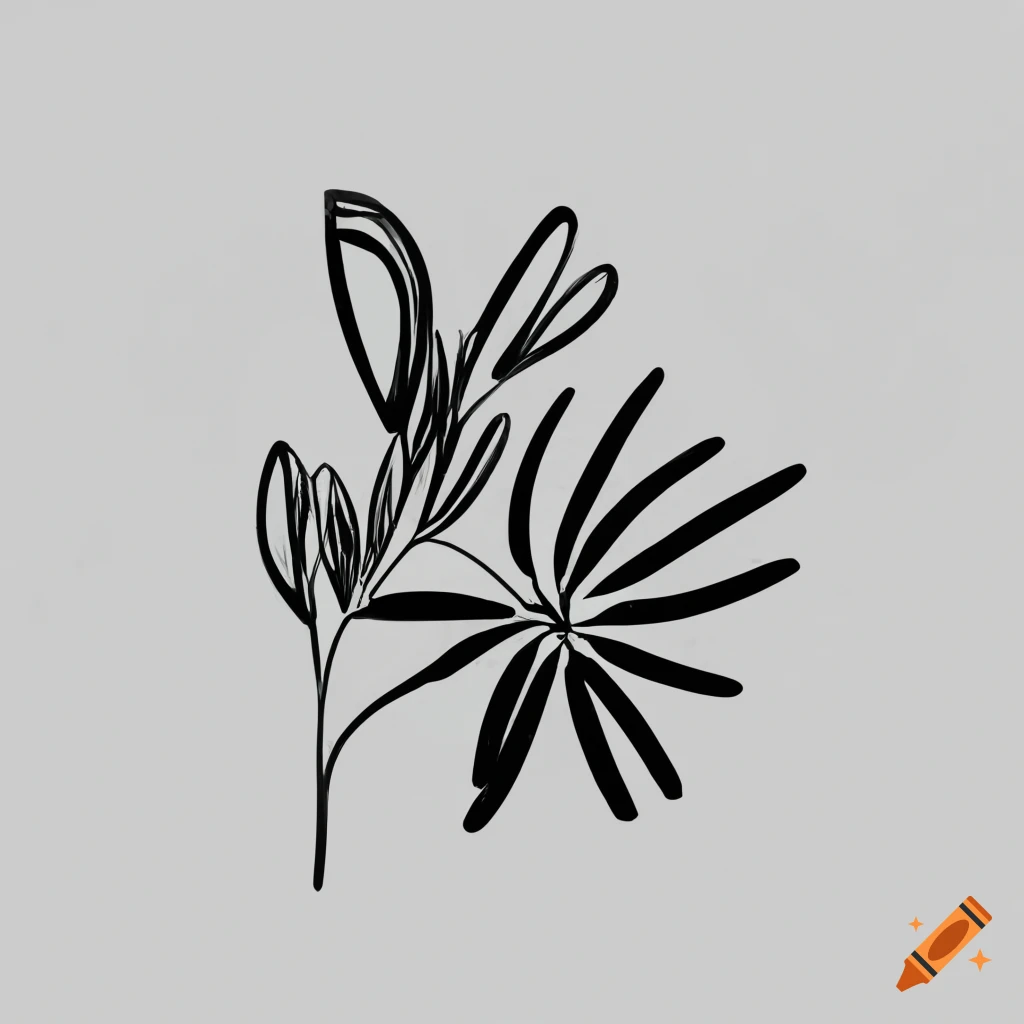 Abstract hand drawn creative wildflower design, side profile, simple ...