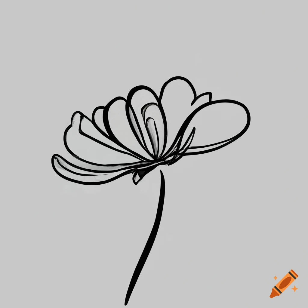 Abstract hand drawn creative wildflower design, side profile, simple ...