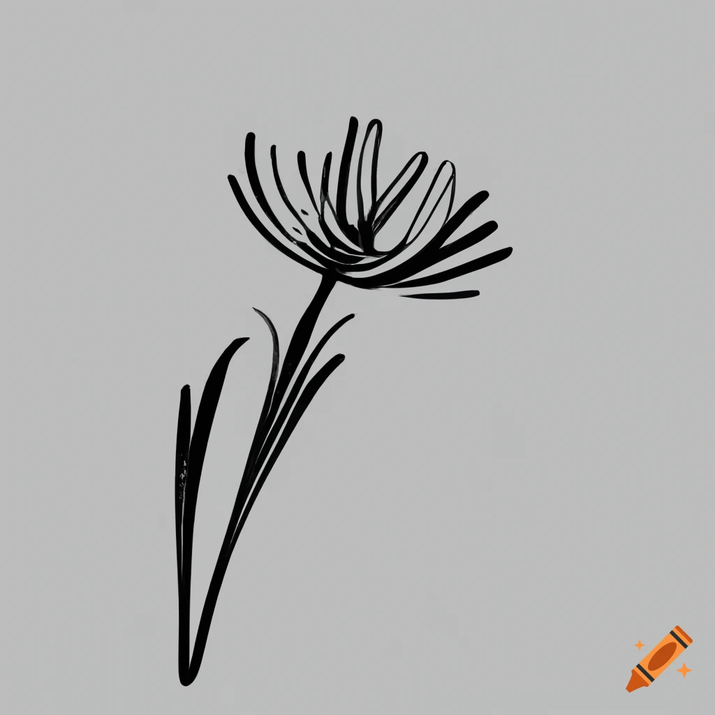 Hand drawn creative wildflower design, side profile, simple ...