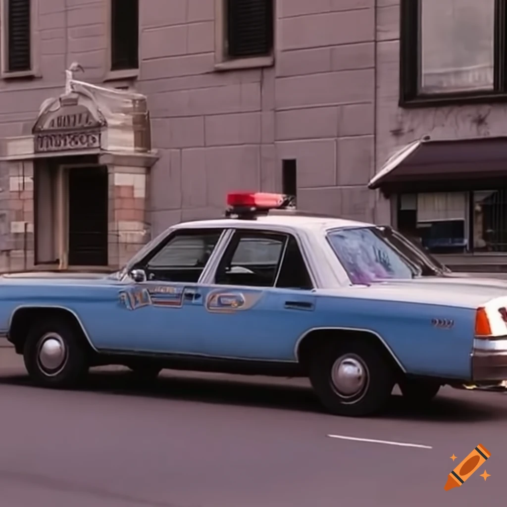 Usa police car 80s in the village on Craiyon