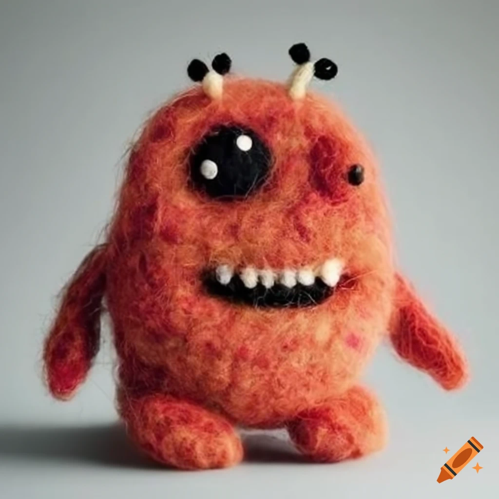 Felted wool cute monster