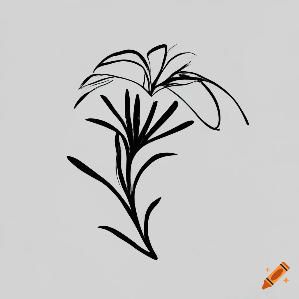 Abstract hand drawn creative wildflower design, side profile, simple ...