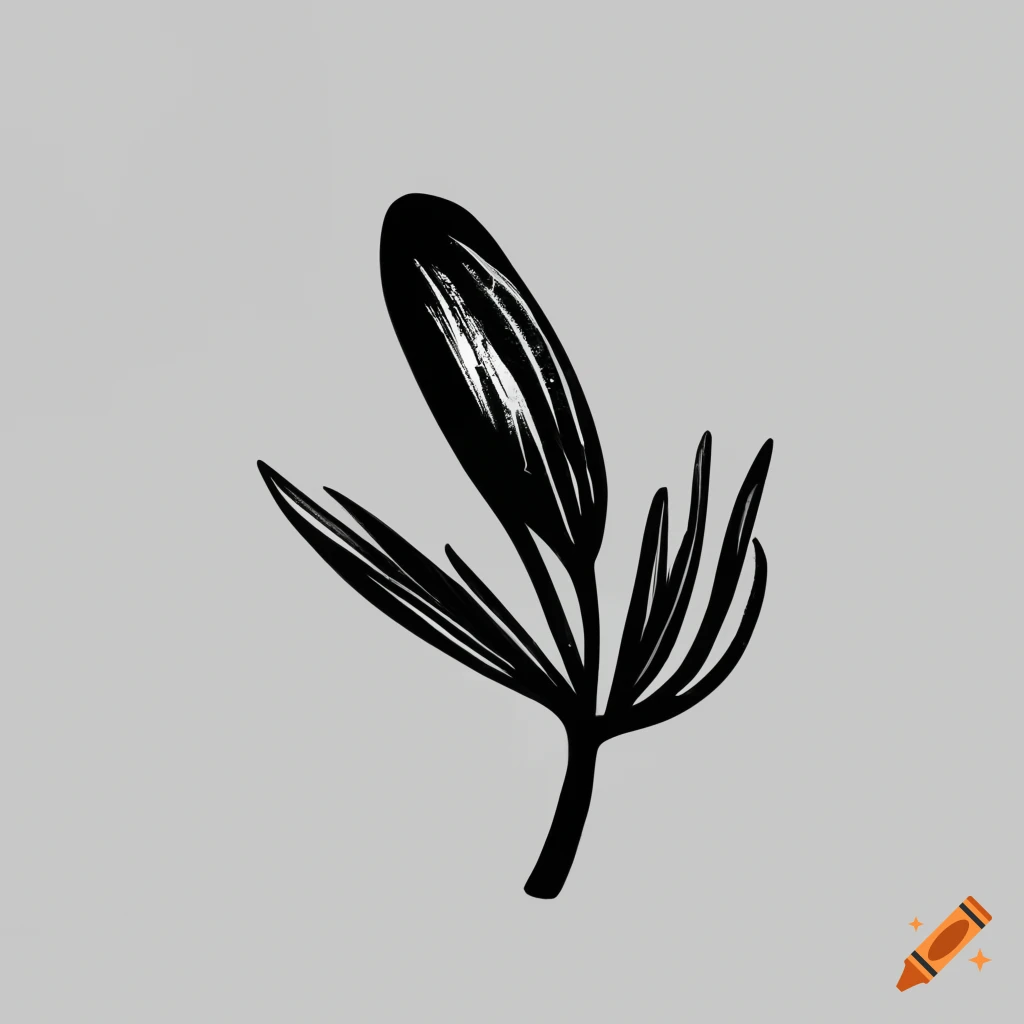 Hand drawn creative wildflower design, side profile, simple ...