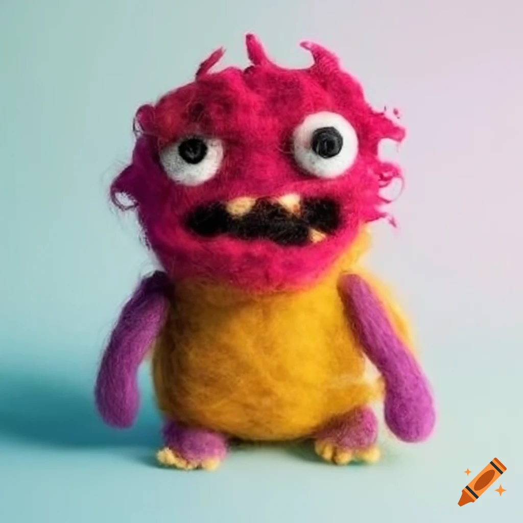 Felted wool adorable monster