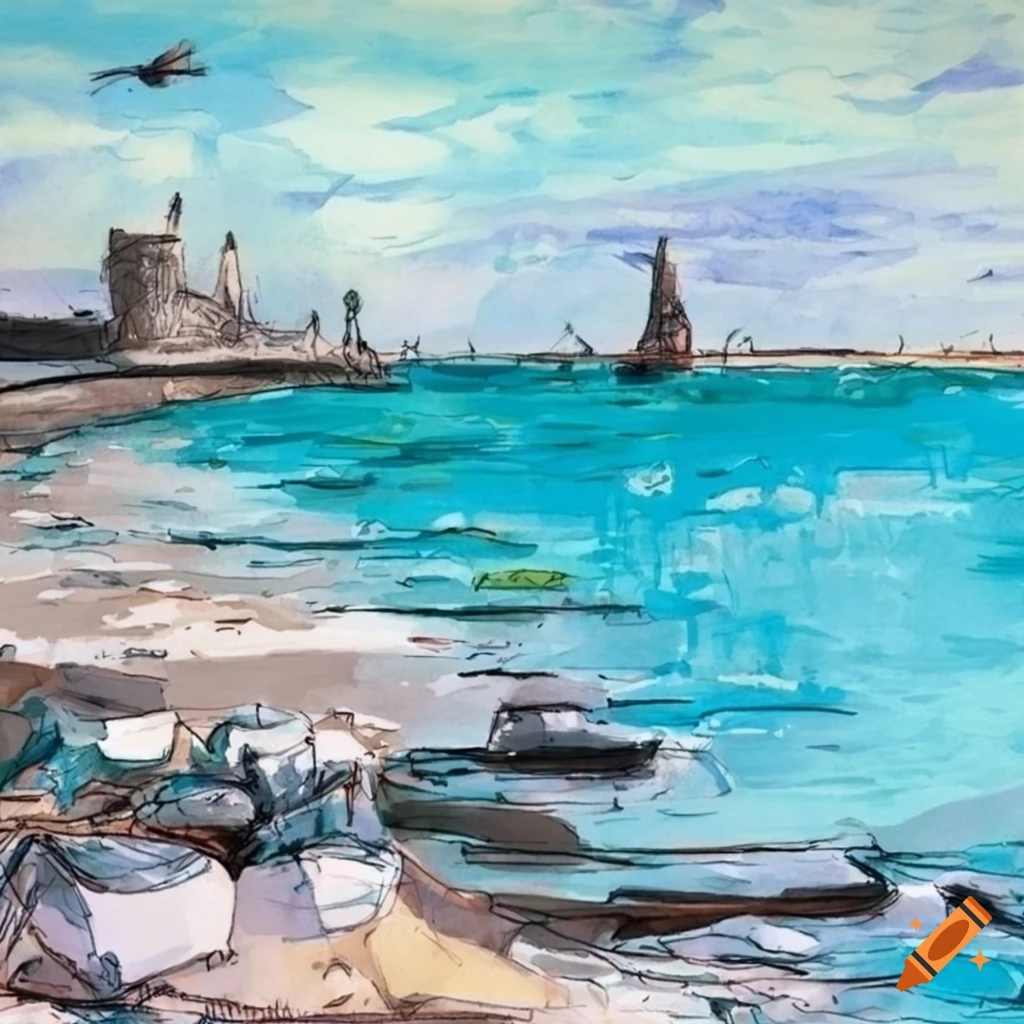 Sketched camping by the sea france la rochelle