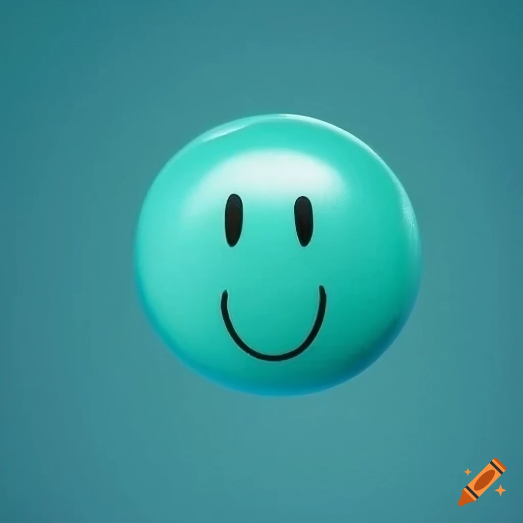 Cyan glossy smiley face on Craiyon