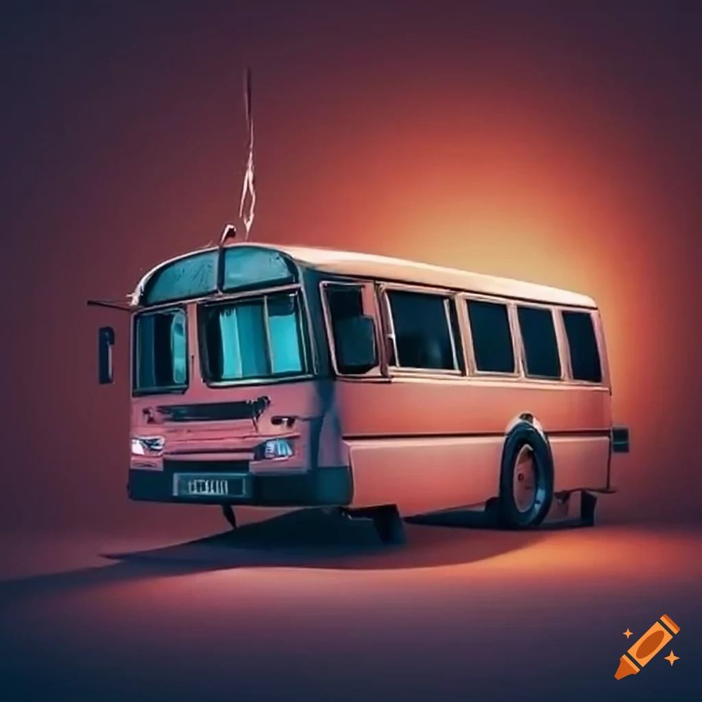Bus with broken front door