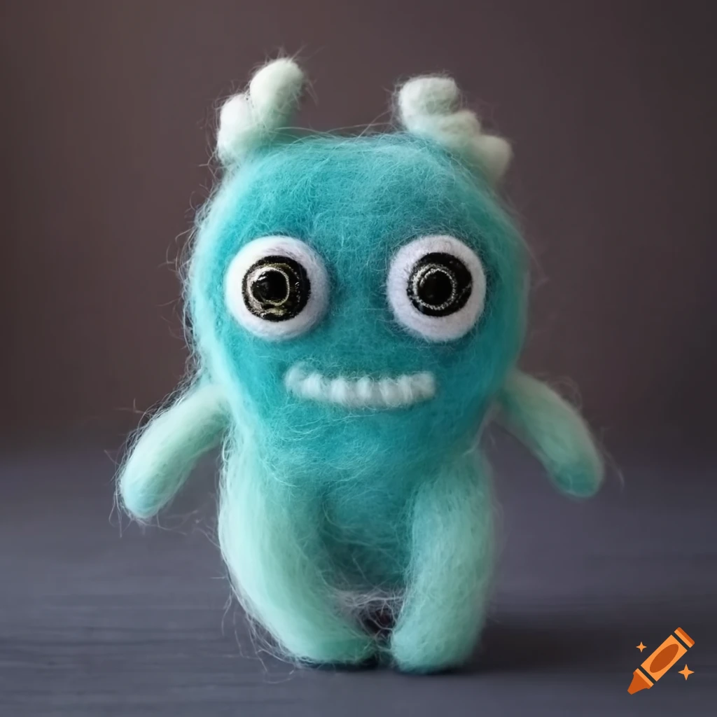 Felted wool adorable monster