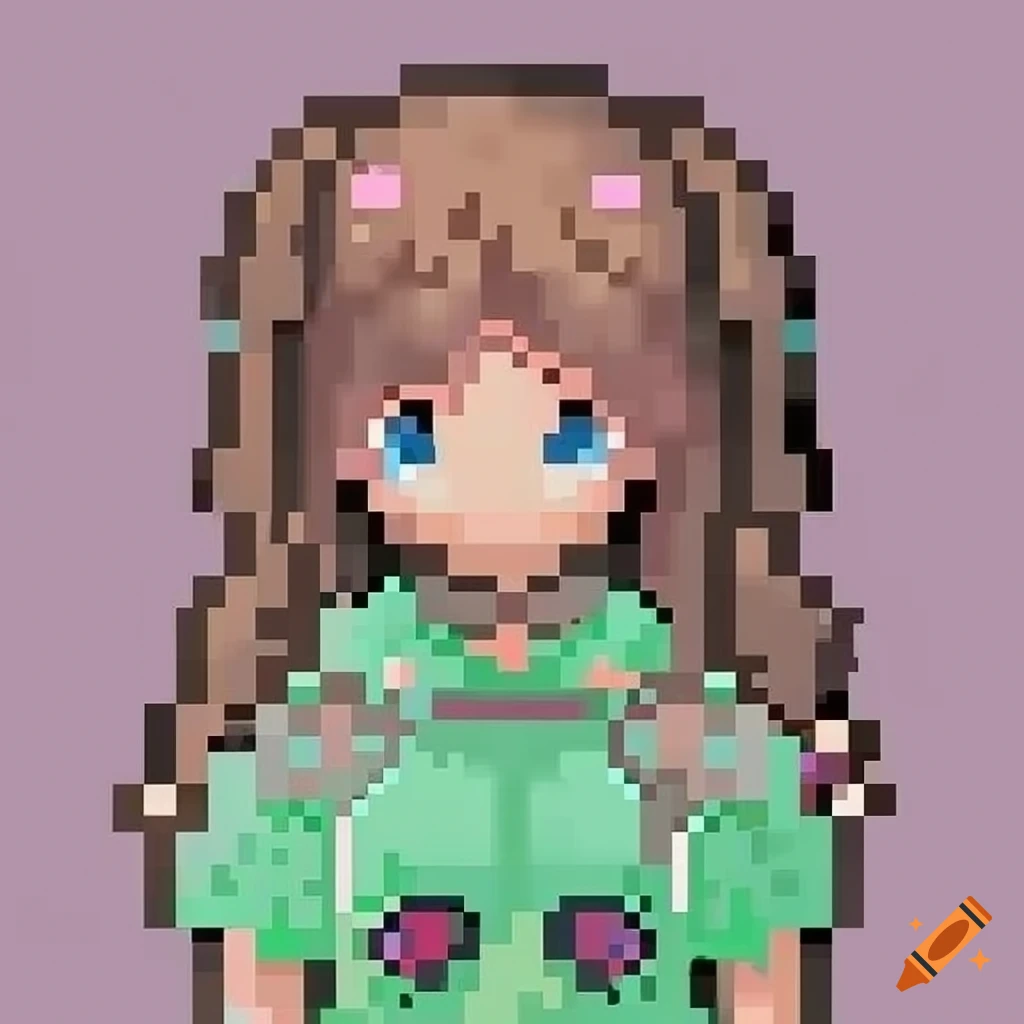 Cute girl pixel art on Craiyon
