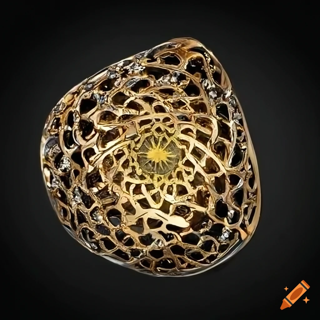 18K white and yellow gold futuristic, fantasy, freeform, and high tech ...