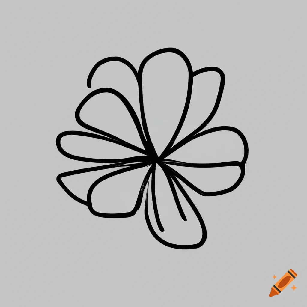 Hand drawn creative wildflower design, side profile, simple ...