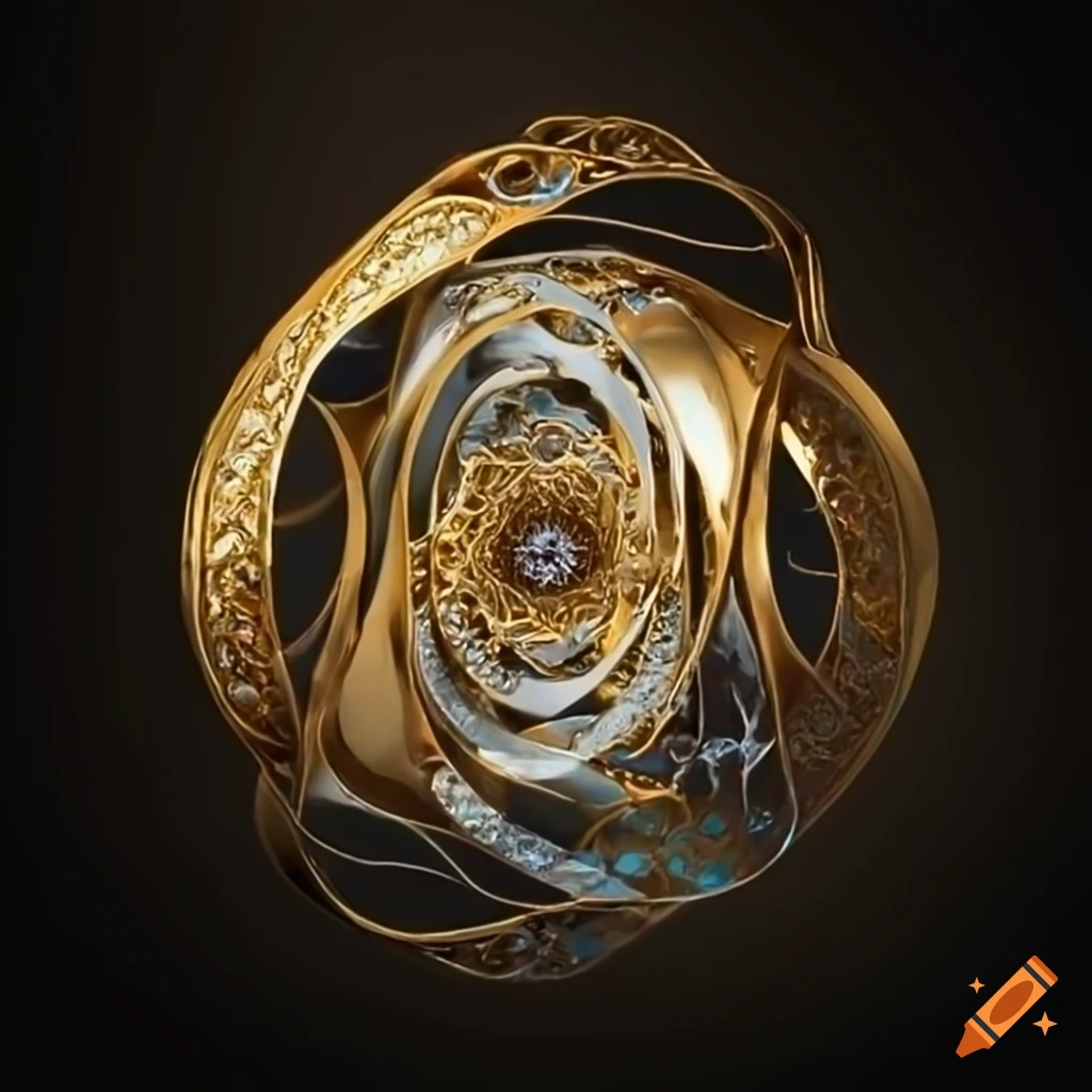 18K white and yellow gold futuristic, fantasy, freeform, and high tech ...