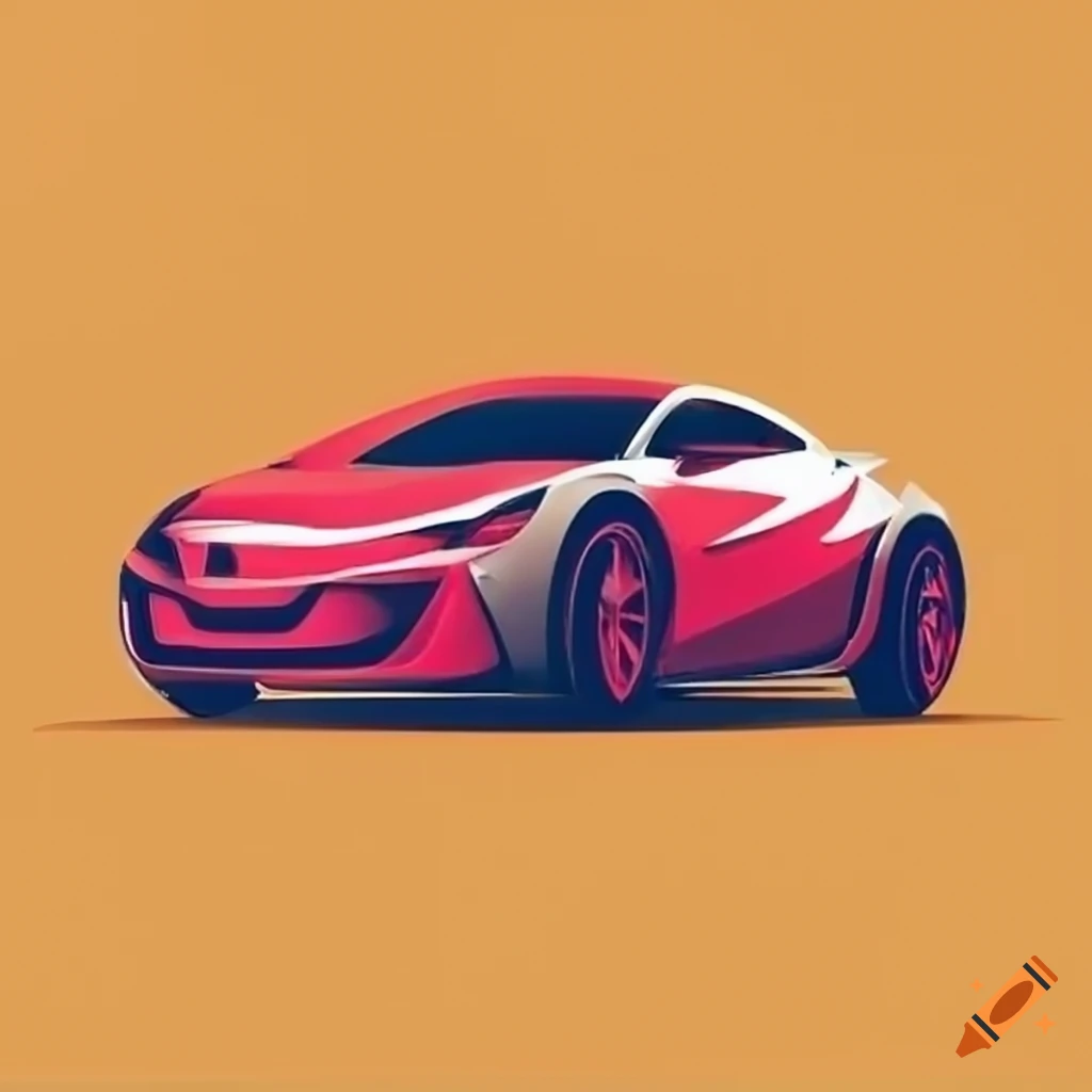 Logo design with a modern car, very simple, two colors