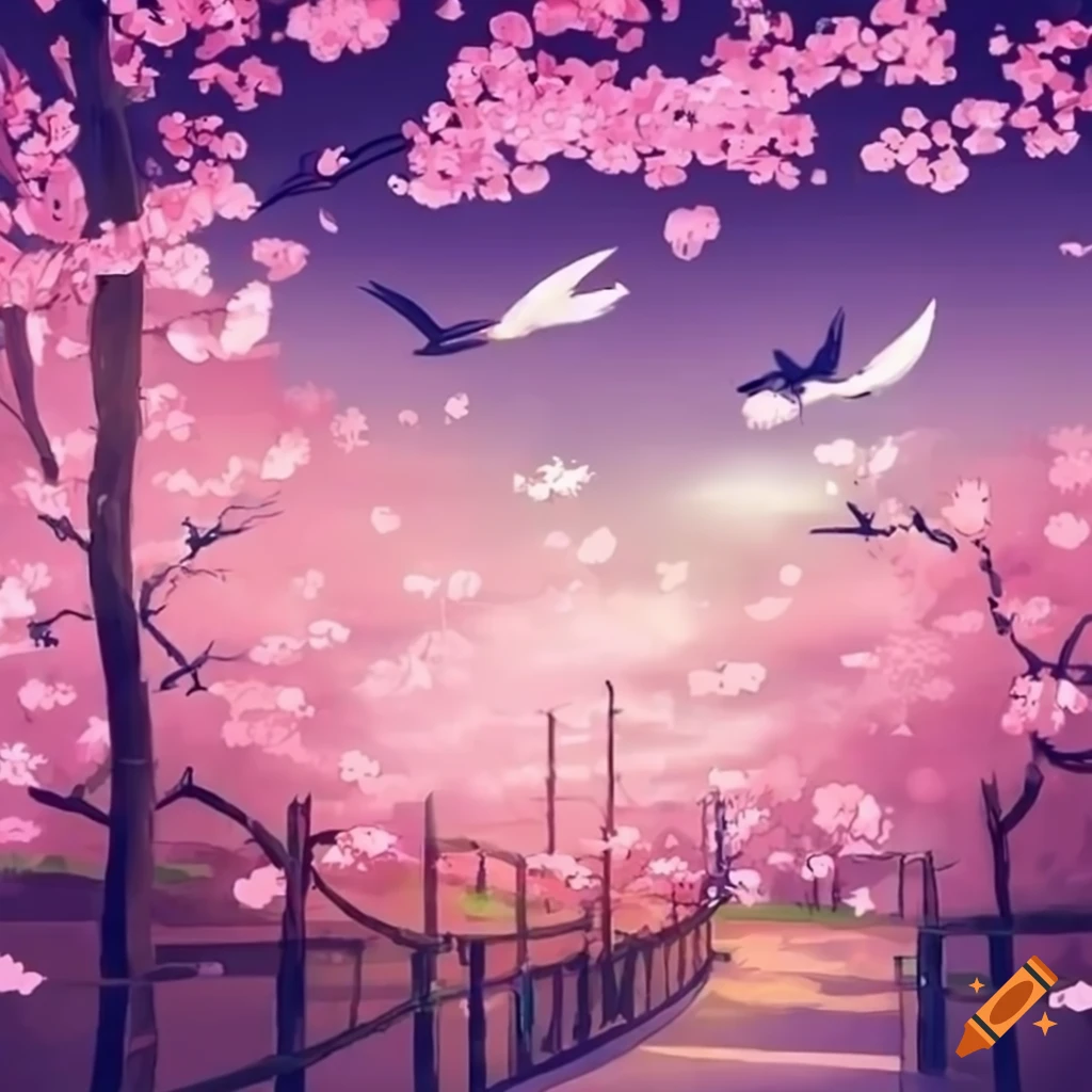 Lonely beautifully sad spring day with birds flying around in the ...