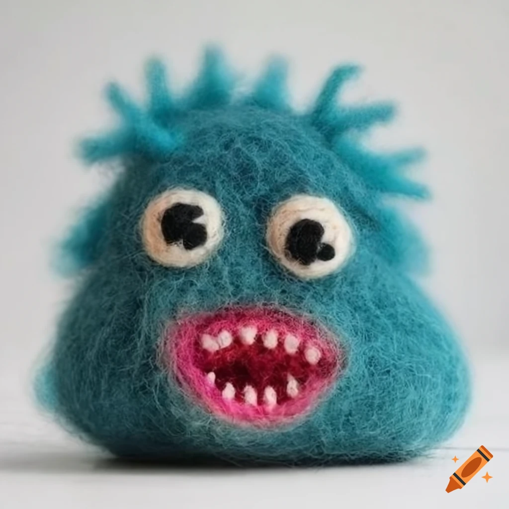 Felted wool adorable monster
