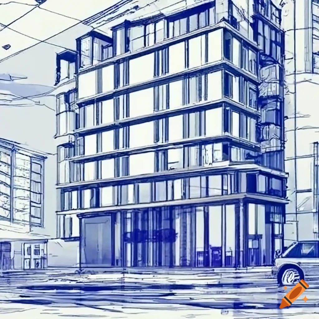 Draw a floor blueprint of a modern building