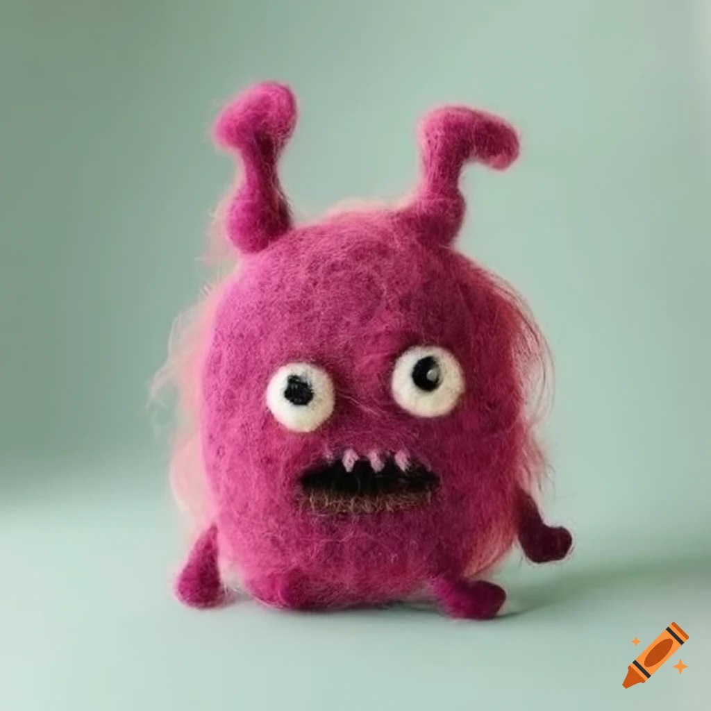 Felted wool adorable monster