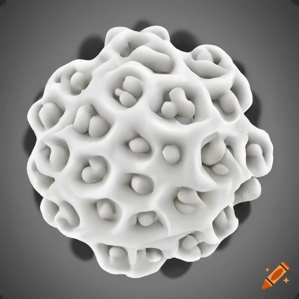 White porous mof structure on a white background on Craiyon