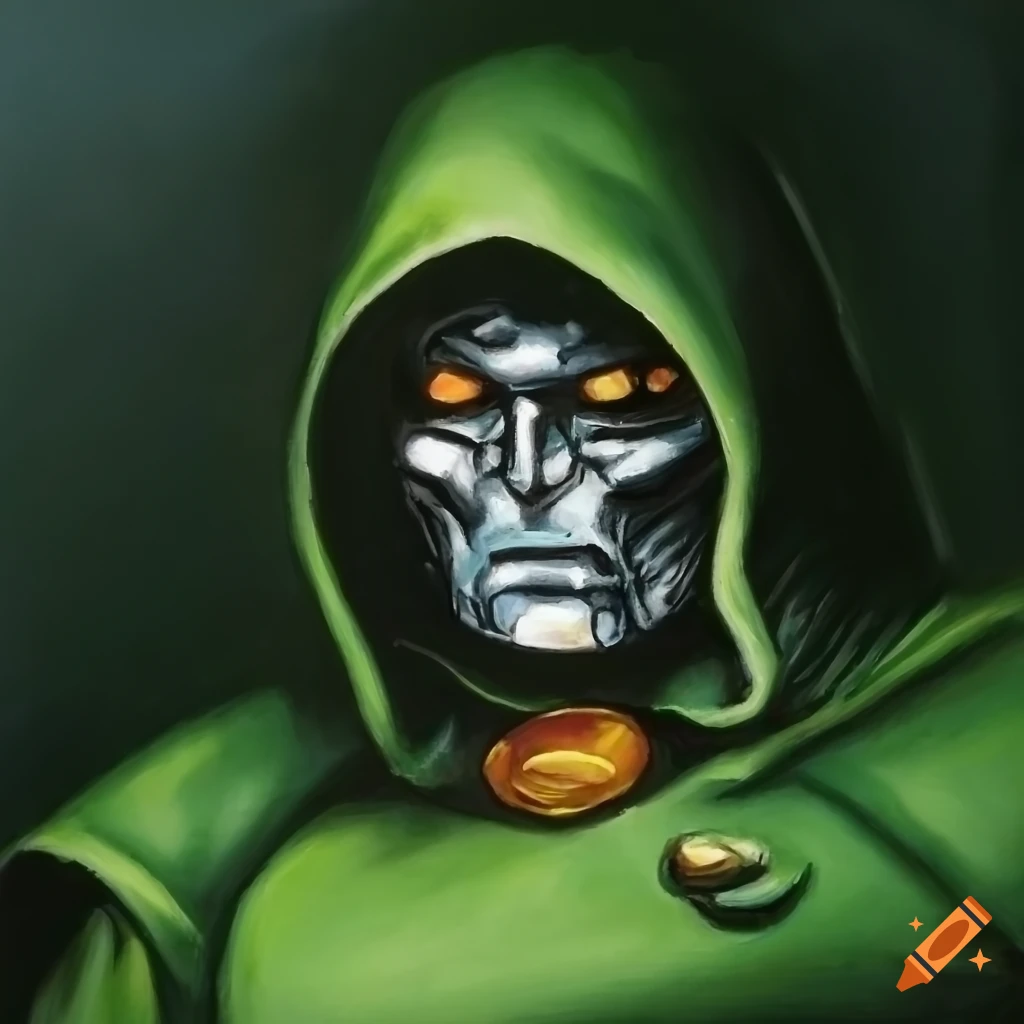 Oil pastel portrait of marvel comics dr. doom on Craiyon