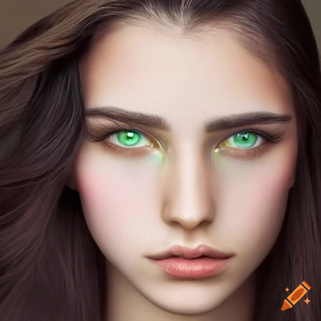 The portrait depicts a beautiful young woman with dark hair and ...