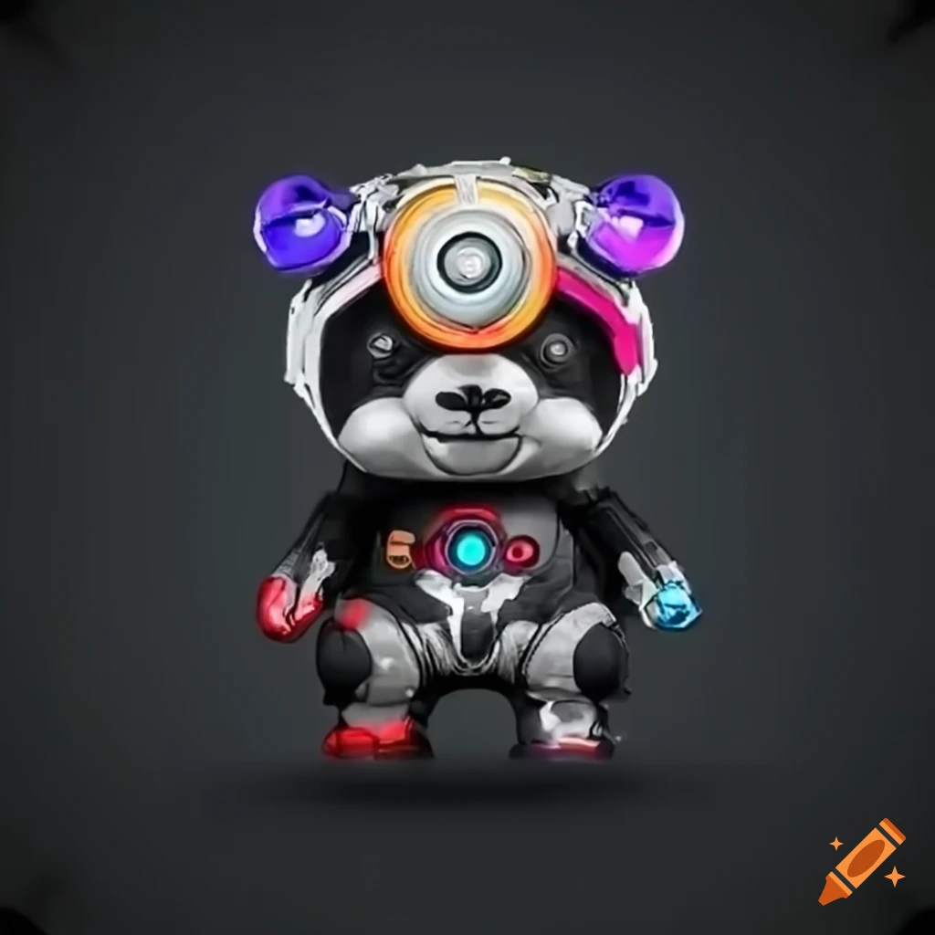 Cyborg panda wearing the capital one logo on Craiyon