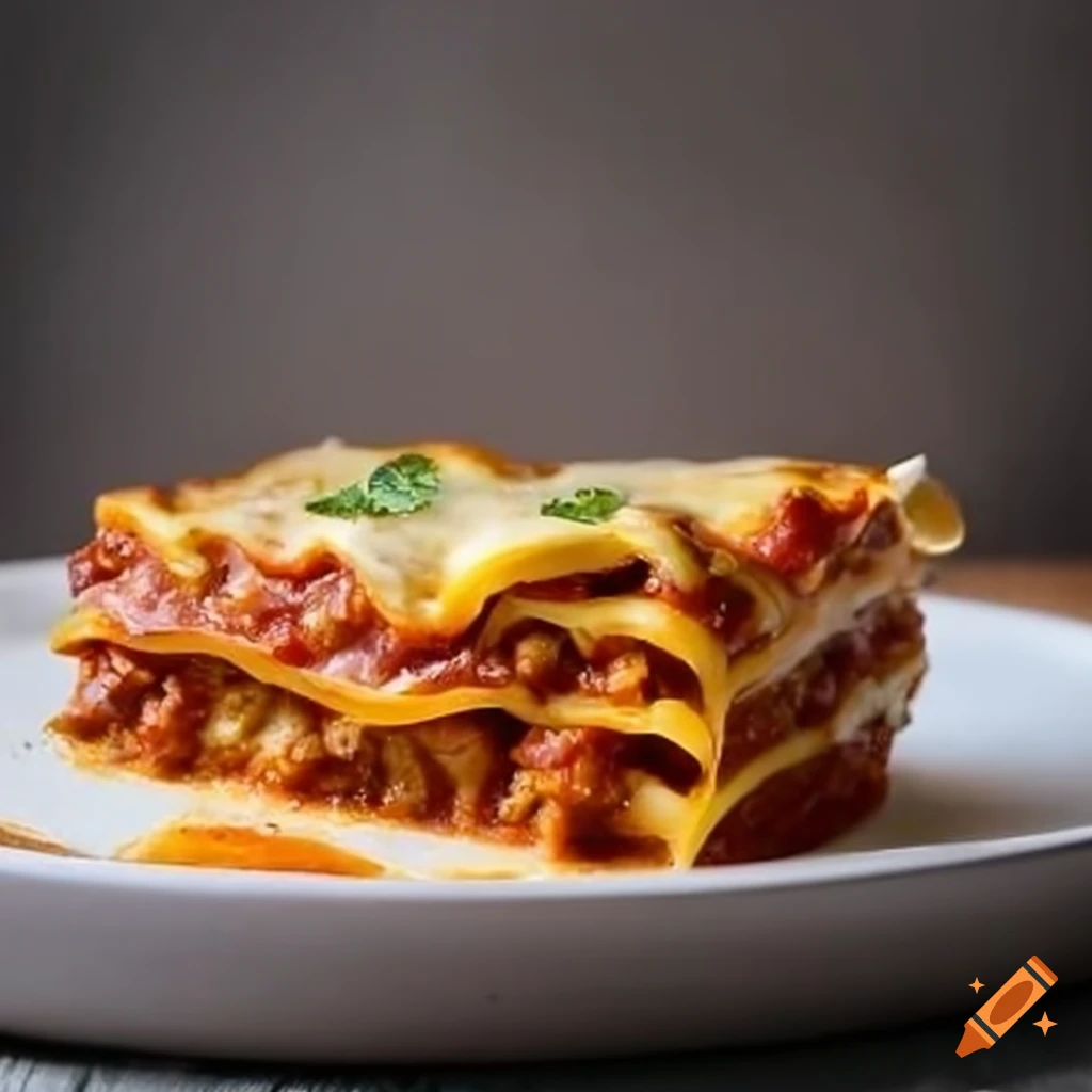 Imagine a golden-brown, cheesy lasagna slice with perfectly layered ...